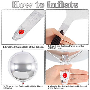 Metallic Silver Balloons, 22 Inch Large Sphere Round Balloons, 6 Pcs Silver Foil Mylar Balloons for Birthday Graduation Bridal Shower Halloween Party Decorations Supplies