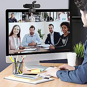 Webcam with Microphone 1080P USB Web Camera Full HD Widescreen Computer Camera for Desktop PC Laptop Mac Zoom Skype Google Meeting Video Calling Recording Conference Online Teaching Business Gaming