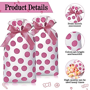 Bulyoou 50 Pcs Polka Dots Bags Bulk Dots Cellophane Treat Bags Candy Goodies Treat Bags Gift Watercolor Dots Plastic Wrapping Package for Birthday Party Snack Food Storage(Pink)