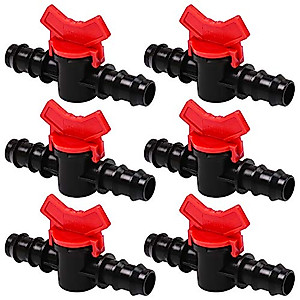 URATOT 6 Pieces Drip Irrigation Switch Valve 3/4 Inch Valve for 20mm Irrigation Tube, Hose Connectors Barbed Valve Suitable for Agricultura Garden