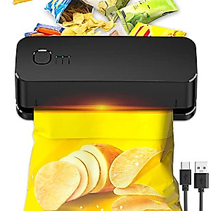 ODSD Bag Sealer Rechargeable, 3.9 inch Heating Length Mini Bag Resealer Portable Vacuum Sealer Machine Kitchen Gadget & 3 Sealing Gear, One Press to Quick Heat Seal for Mylar Food Plastic Chip Bags
