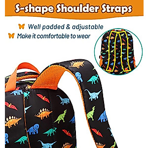 BLUEFAIRY Dinosaur Backpack for Boys Kindergarten Elementary School Bags for Kids Toddler Primary Bookbags for Preschool Lightweight Mochila Para 3 4 5 6 7 Niños Gifts (Orange)