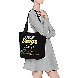 Aziucteh Personalized Tote Bag For Women Custom Tote Bag Customized Your Own Photo Picture Text Name Logo Custom Tote Handbags Custom Bag For Work Beach Travel Business Gifts for Girlfriend