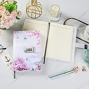 ZXHQ Diary with Lock for Women & Men, Secret Diary for Girls, Journal with Combination Lock Faux Leather Writing Travel Diary Password A5 Pink