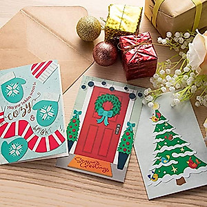 48 Pack Christmas Cards in Bulk with Kraft Envelopes, 6 Cozy Christmas Designs for Holiday Thank You Cards 4x6"