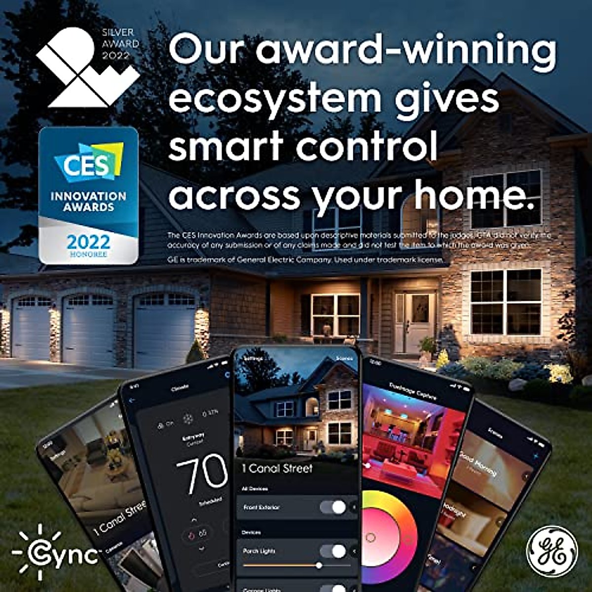 GE CYNC Smart Wire-Free Motion Sensor, Programmable, Bluetooth, Ambient Light Detection, Battery-Powered