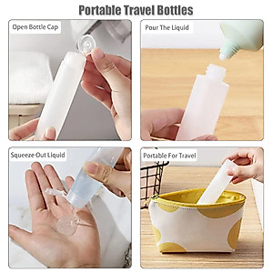 YXC 12PCS PE Travel Size Bottles 1oz Squeeze Bottles With labels Leak Proof BPA Free Refillable Tubes Travel TSA Approved Containers For Toiletry Toothpaste Container Travel Bottles For Toiletries