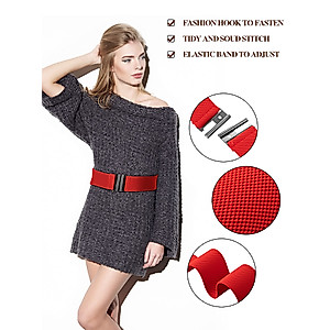 6 Pieces Elastic Belt Stretchy Belt Vintage Waist Belt with Metal Buckle for Women Girl