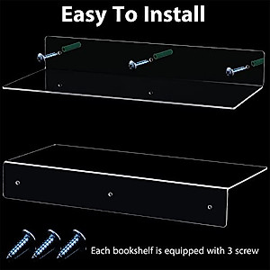 Blulu 8 Pieces Acrylic Floating Shelf, Invisible Wall Mounted Display Organizer Book Shelf for Kids Nursery Living Room, Bathroom, Bedroom, Kitchen, Office (Clear, 14 x 5 x 2 Inches)