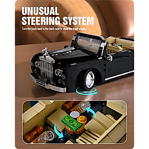 Nifeliz Retro Car ​Silver Cloud MOC Building Blocks and Construction Toy, Adult Collectible Model Cars Set to Build, 1:14 Scale Sports Car Model (1096 Pcs)