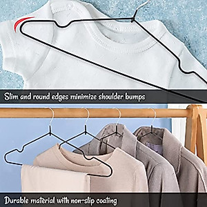 Miness Standard Black Non-Slip Sleek Metal Clothing Hangers, Pack of 10