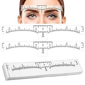 50 Pcs Eyebrow Ruler Stencils - Abeillo Disposable Brow Ruler Sticker, Microblading Eyebrow Template, Brow Measuring Shaper Tool, Eyebrow Mapping Makeup Tool