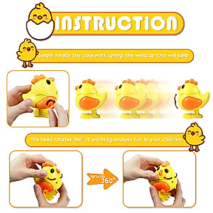 LIHAO Party Favors, 3 Pieces Easter Chicks Wind Up Toys for Easter Egg Hunt, Basket Stuffers Fillers Gift