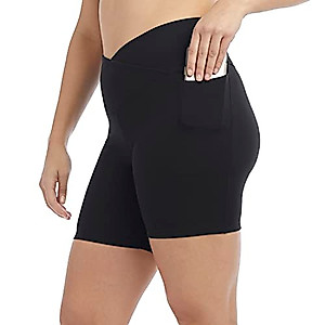 Danskin Women's 2 Pack Bike Shorts 7" and 9", Black/Black, Large