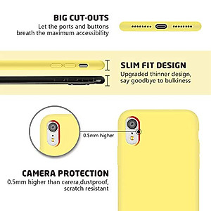 xperg iPhone XR Case, iPhone XR Silicone Case, Liquid Silicone Gel Rubber Shockproof Case Soft Microfiber Cloth Lining Cushion Full Body Compatible with iPhone XR 6.1" (2018) (Lemon Yellow)