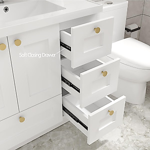 JPND White Shaker Style 36" Bathroom Vanity with Sink Top, Wooden Double Door Bathroom Storage Vanity with Soft-Close Door and 4 Drawers (Faucet and Knobs Not Included)