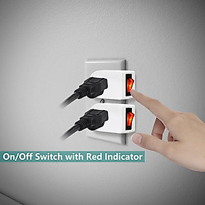 ANKO Grounded Outlet Adapter, ETL Listed Wall Tap Adapter with Red Indicator On/Off Power Switch (4 Pack)