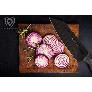 DALSTRONG Delta Wolf Series Santoku Knife 7" Bundled with Delta Wolf Series Paring Knife 4" with PU Leather Sheath - Black Titanium Nitride Coating - G10 Camo Handle