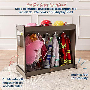 ECR4Kids Streamline Toddler Dress-Up Island, Costume Organizer, Grey Wash