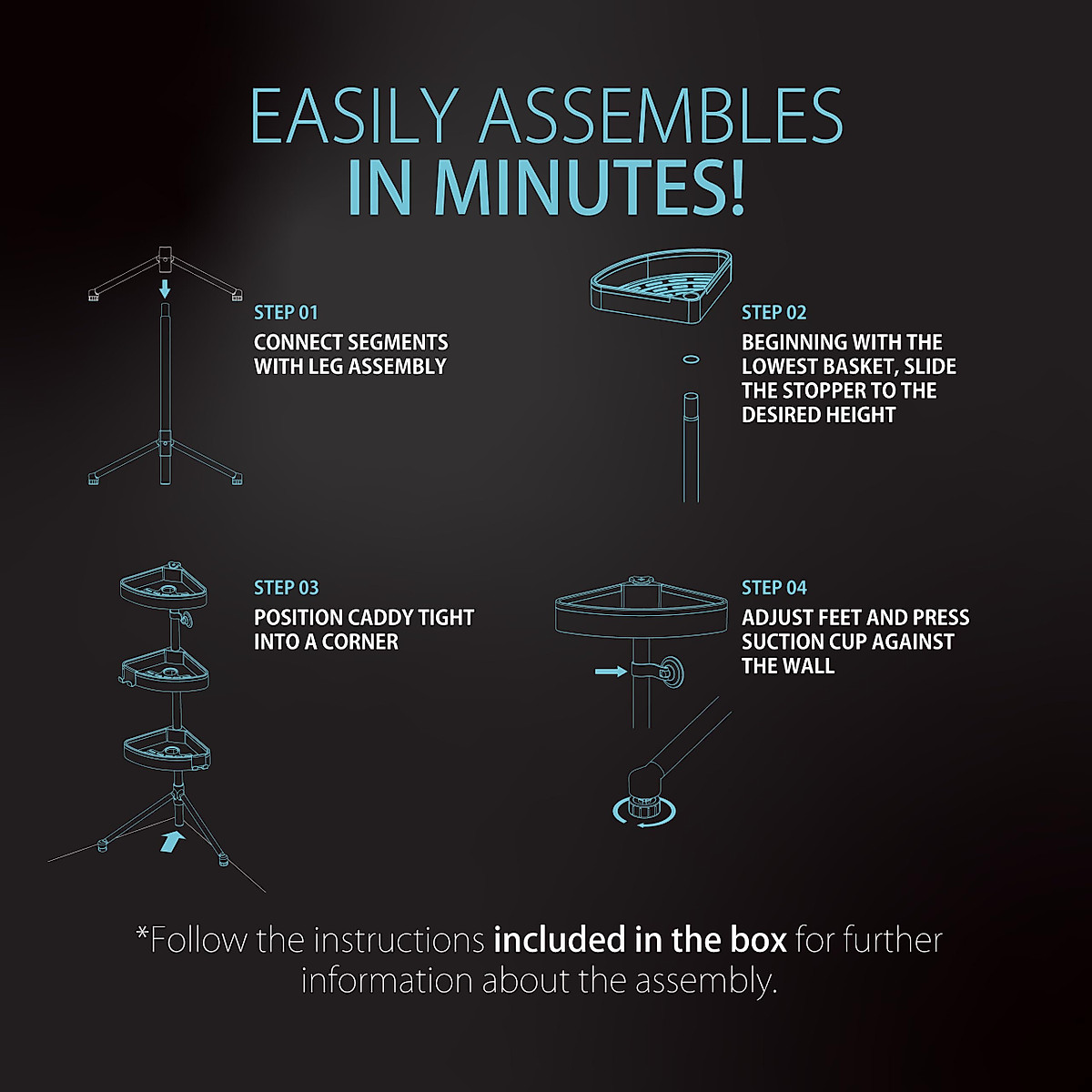 Better Living Products 70040 ULTI-Mate Rust Proof Aluminum Tension Shower Pole Caddy, White