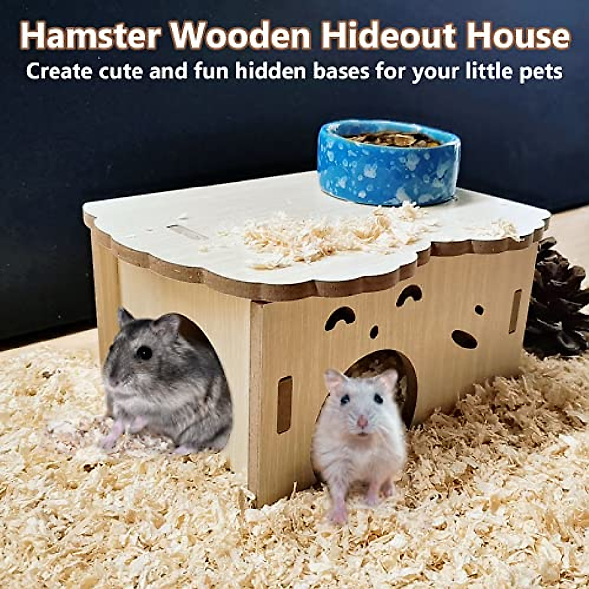 kathson Hamster Hideout Wooden Dwarf Hamster House Cute Syrian Hamster Hideout Hamster Sleeping House Detachable Handmade Hamster Hut Hide
