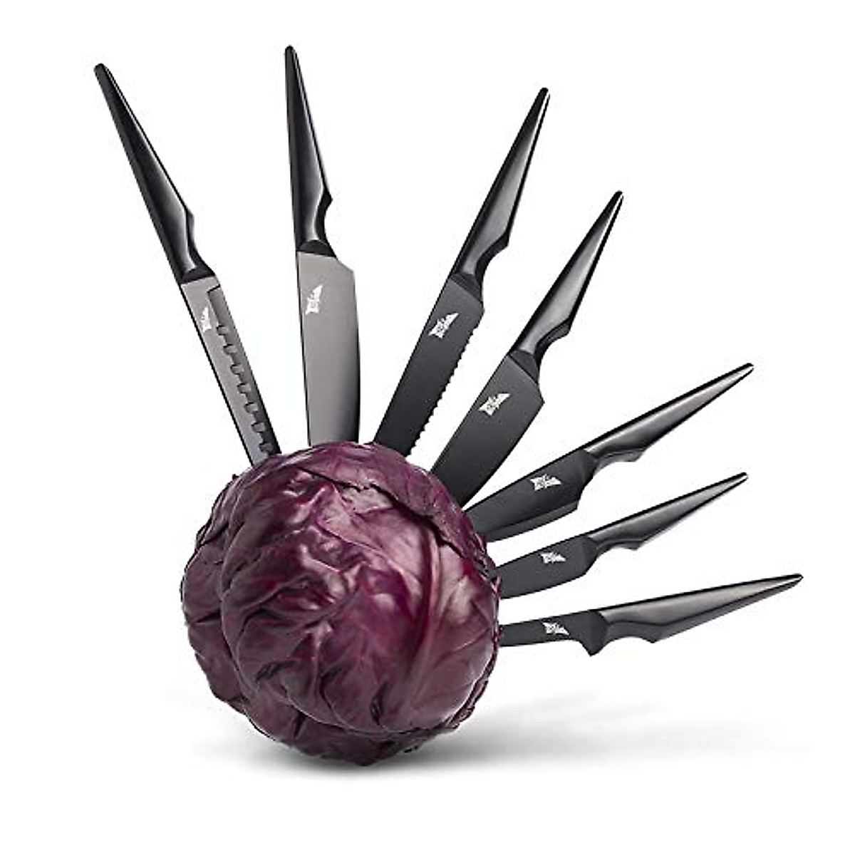 Edge of Belgravia GALATINE's Professional Chef Knives Set With Erogonomic Grip For Kitchen & Dining,Thick Blade,Stainless Steel (7pcs,Black)