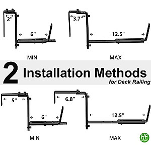 HFHOME 4 PCS Adjustable Planter Box Bracket (6 to 12.5 Inches) for Flower Box Holders, Window Boxes Planters Hooks, Heavy Duty Wall Mount Holder for Windowsills, Garden, Fences, and Balcony - Black