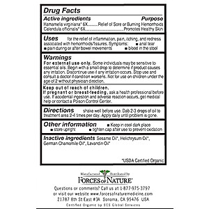 Forces of Nature – Natural, Organic Fissure Care (5ml) Non GMO, No Harmful Chemicals –Soothe and Relieve Burning, Throbbing, Stinging, Itchy, Bleeding Tissue Caused by Fissures or Hemorrhoids