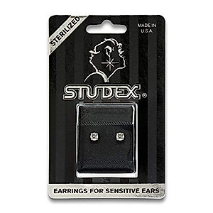 STUDEX Sensitive Cubic Zirconia Stud Earrings 4mm | Hypoallergenic and Nickel Safe for Sensitive Ears | Surgical Stainless Steel Posts | High Fashion Earrings for Women and Men PR-742W-S
