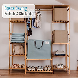 VENO 4 Pack Storage Moving Bags, Organizer Bag, Storage Tote, Zipper On Top, Sturdy, Carrying Bag, Camping Bag for Clothes, Bedding, Comforters, Pillows (22 Gallon Light Blue, 4 Pack)