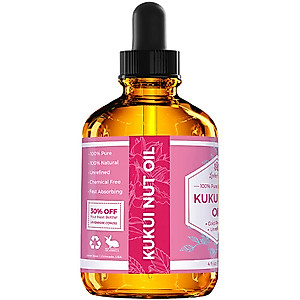 Leven Rose Kukui Nut Oil 4 oz – Cold-Pressed and Unrefined Hair & Face Moisturizer with Dropper – Unscented Pure Face Oil for Women and Men – Nourishing & Moisturizing for All Skin Types
