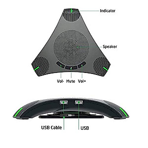 Conference Microphone Omnidirectional USB Speakerphone Microphone for 8-10 People Business Conference,360° Omnidirectional Microphone Intelligent DSP Noise Reduction for Video Meeting (Gray)