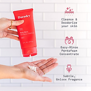 Duradry Deodorizing Body Wash for Women and Men- Hydrating Body Wash Soap for Odor, Deep Cleansing, Nourishes and Moisturizes Skin, Odor-Control Wash, Natural Ingredients - Aqua Fragrance, 6 Fl Oz