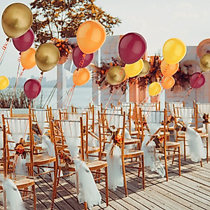 TKEJZu 80 Pcs 12 Inch Fall Balloons Orange Burgundy Lemon Yellow Metallic Gold Latex Balloons Harvest Festival Decoration for Autumn Theme Party, Weddings, Engagement, Baby Shower, Birthday Parties