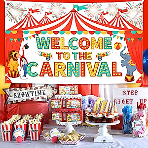 KatchOn, XtraLarge Welcome To The Carnival Banner - 72x44 Inch | Carnival Decorations for Carnival Theme Party Decorations | Carnival Games Decor for Circus Theme Party Decorations | Carnival Backdrop