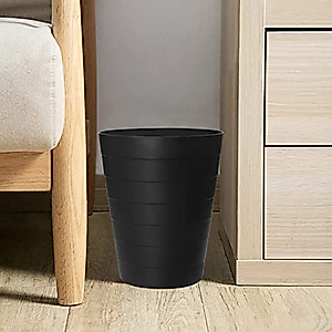 BESUMA Slim Round Plastic Small Trash Can Wastebasket, Garbage Container Bin for Bathrooms, Powder Rooms, Kitchens, Home Offices, Kids Rooms (Black, 1.5 Gallons)