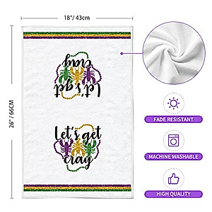 Artoid Mode Let's Get Cray Parading with My Gnomies Mardi Gras Mask Home Kitchen Towels, 18 x 26 Inch Ultra Absorbent Drying Cloth Dish Towels for Cooking Baking Set of 4