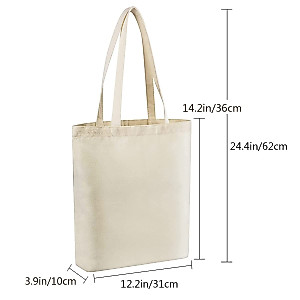 Faylapa 6 Pcs Canvas Tote Bags,Heavy Duty and Strong Easter Hunter Bag Shopping Grocery Bag Blank Cotton Bags for Decorating Crafts DIY,Painting (Beige,12.2"x14.3")