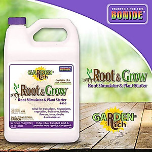 Bonide Garden Rich Root & Grow Root Stimulator & Plant Starter, 128 oz Concentrate 4-10-3 Fertilizer for Transplanting