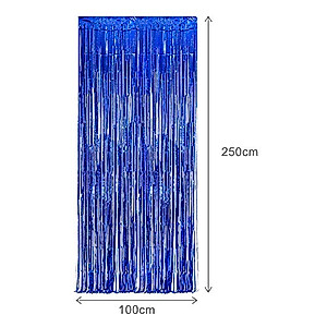 Dark Blue Tinsel Backdrop Streamers - GREATRIL Party Streamers Backdrop Foil Fringe Curtains for Birthday/Bachelorette/Bridal Shower/Wedding/Engagement Decorations - 1m x 2.5m - Pack of 2