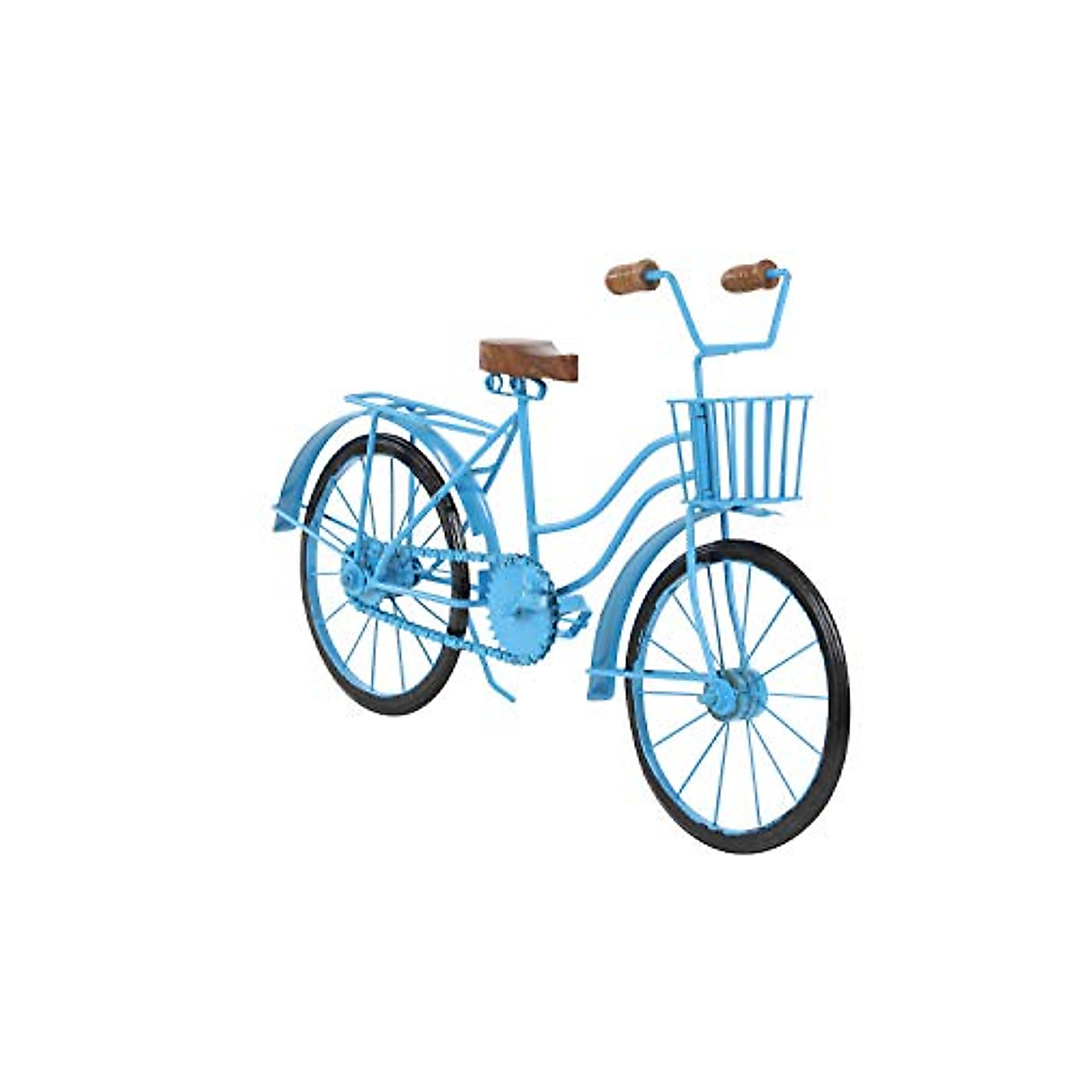 Deco 79 Metal Bike Sculpture with Wood Accents, 18" x 4" x 11", Blue