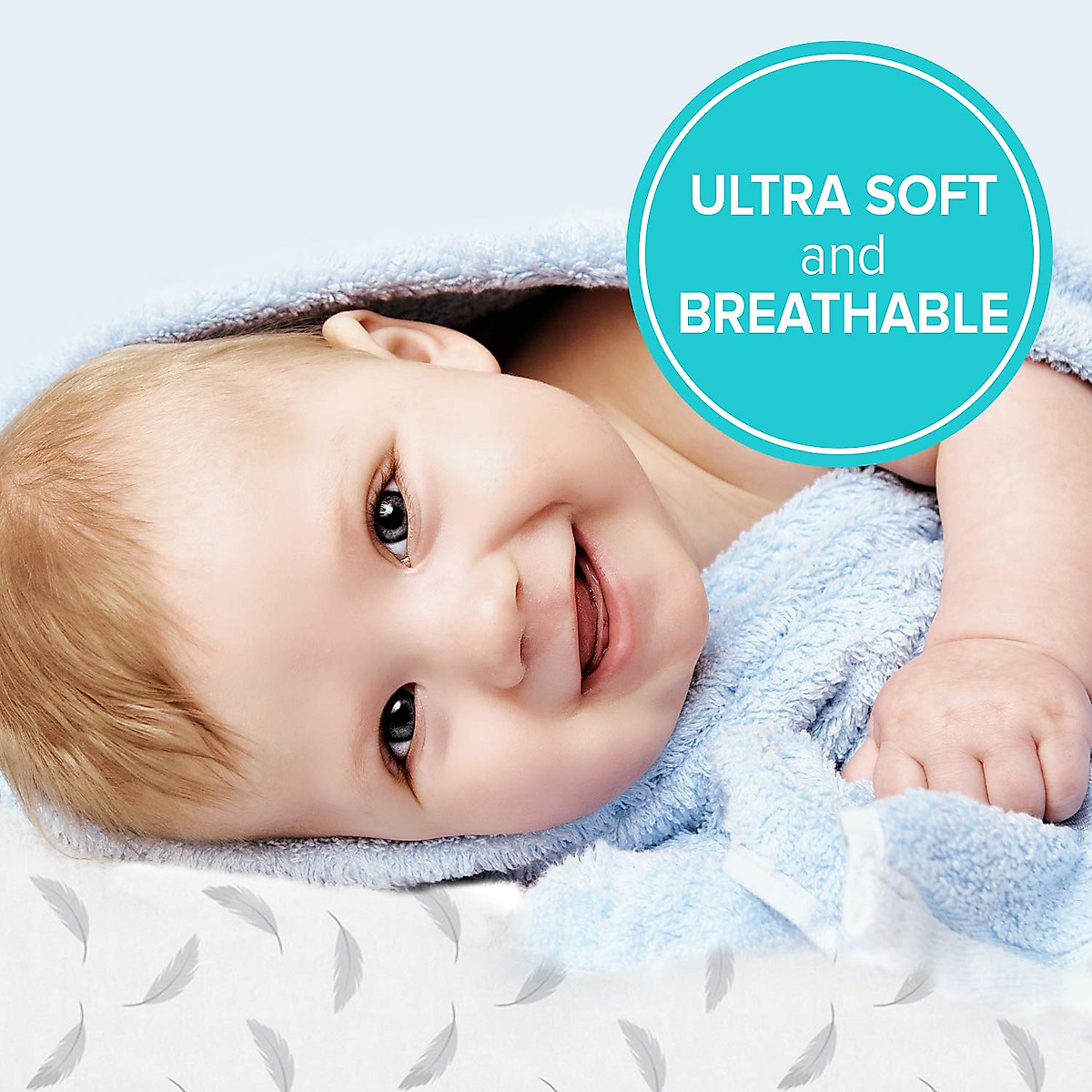 Kushies Baby Fitted Bassinet Sheets - 30 x 18 x 2 Bassinet Mattress Mini Crib Sheets - Grey Feather Bassinet Cover Mini Crib Mattress - Mattress for Playpen & Bed Side Bassinets Mini Crib Sheet