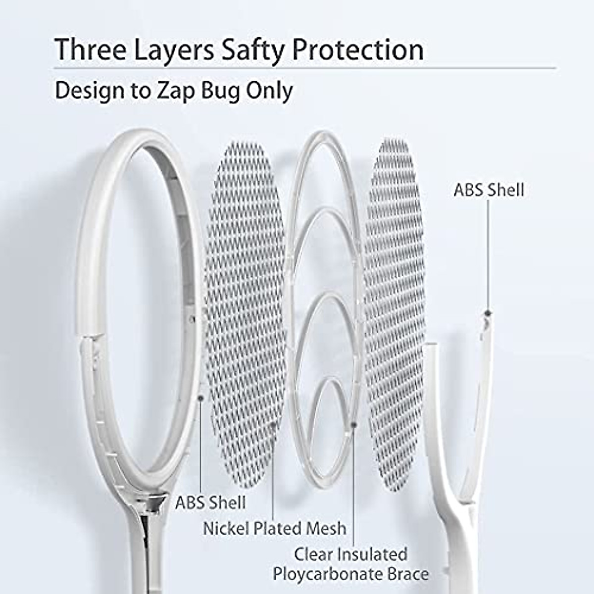 Anne Diary Electric Bug Zapper Racket Mosquito Fly Gnat Wasp Killer USB Type-C Rechargeable Electric Fly Swatter Racket Fly Mosquito Zapper Indoor Rotating Head (1 - Pack)