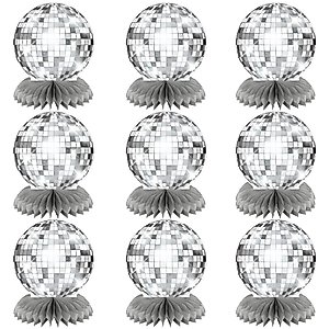 Yoomod Disco Party Decorations - Silver Disco Decor Flat Disco Ball Centerpieces for Party Table Decor 70s Disco Theme Birthday Party Favors Supplies (Not Ball)