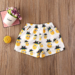 Infant Toddler Baby Boy Hawaiian Beach Shorts Swim Trunks Cartoon Animal Little Boys Board Shorts Swimwear (B-White Pineapple, 6-12 Months)