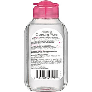 Garnier Micellar Cleansing Water, All-in-1 Makeup Remover and Facial Cleanser, For All Skin Types, 3.4 Fl Oz (100mL), 1 Count (Packaging May Vary)