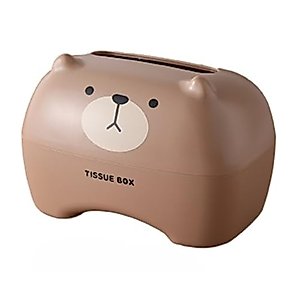 WISELADY Cartoon Tissue Box,Fashionable Desktop Decoration,Table Organizer,Tissue Box,Table Storage,Tissue Dispenser (Brown,Medium)