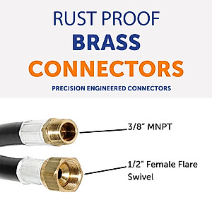 Flame King Propane Thermo Plastic Rubber Hose Assembly, 24-inch, 3/8-inch ID for RVs and Travel Trailers