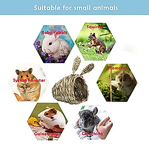 kathson Bunny Grass House Chew Toys Baby Rabbit Hideaway Hut Small Animals Grass Hideout Hand Woven Natural Grass Bedding for Guinea Pig Hamster Chinchilla