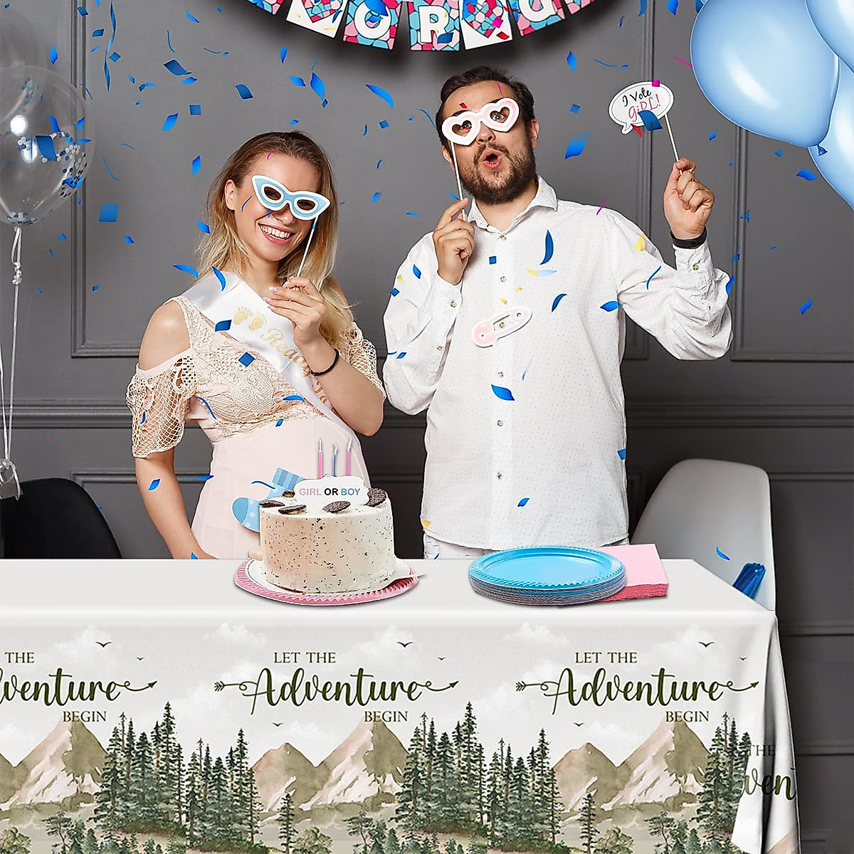 Gupesxu Adventure World Awaits Tablecloth - Travel Themed Table Decorations Disposable Exploration Travel Plastic Tablecloth for Baby Shower Birthday Graduation Retirement